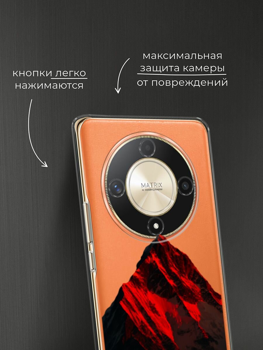 Чехол на Honor X9b / Хонор X9B с принтом Красная гора 2, прозрачный — фото 1
