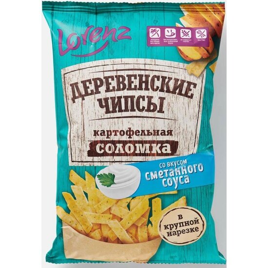 Картофельные чипсы Lorenz Деревенские чипсы cо вкусом сметанного соуса 120 г