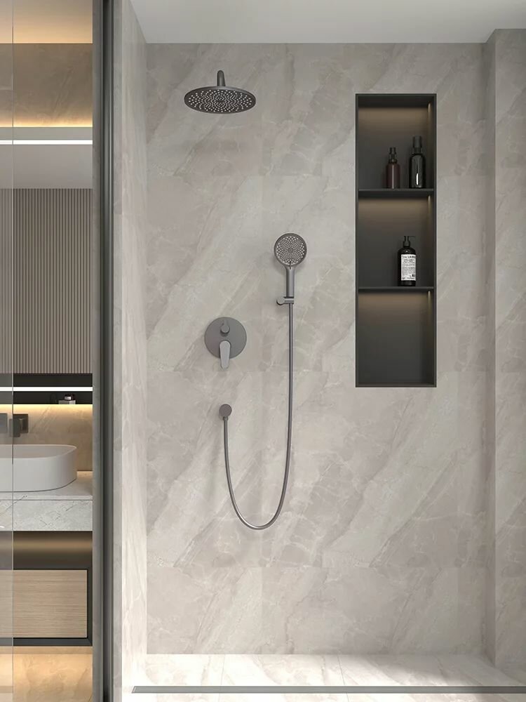 Встраиваемая душевая система Veconi TEORA brushed graphite (брашированный графит)