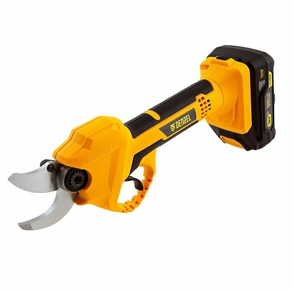 Секатор аккумуляторный DENZEL CP-30, 18В, Li-Ion, бесщеточный 59435