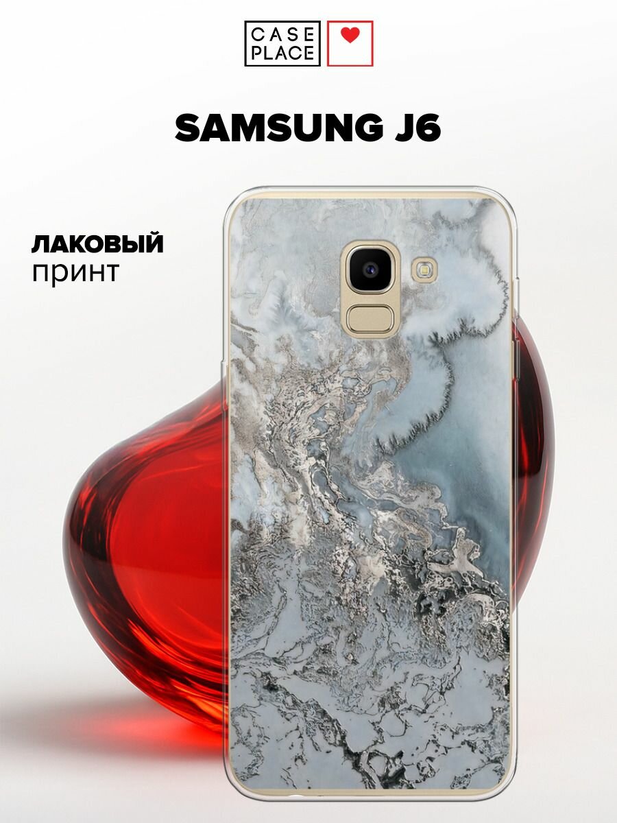 Силиконовый чехол на Samsung Galaxy J6 2018 / Самсунг Галакси Джей 6 2018 с принтом Серая морозная лавина