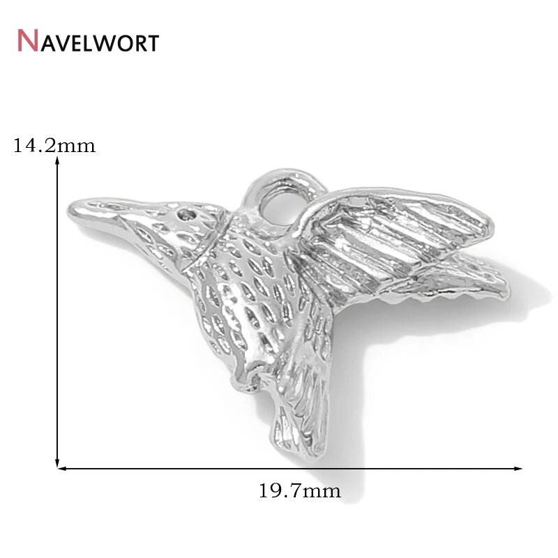 Подвеска-шарм NAVELWORT птица, 19.7x14.2 мм, Rhodium plated, 8 шт.