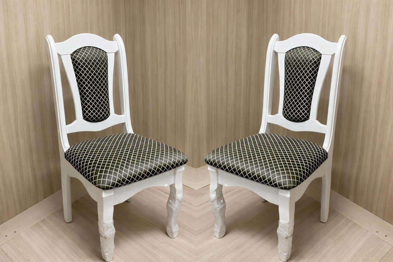 2 стула в комплекте Деревянный белый кухонный стул из массива берёзы с мягкой спинкой