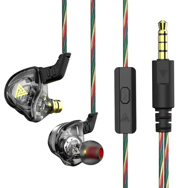 QKZ AKX HIFI Глубокие басы Прозрачные внутриканальные наушники-мониторы 3,5 мм Динамические проводные наушники с микрофоном DMX