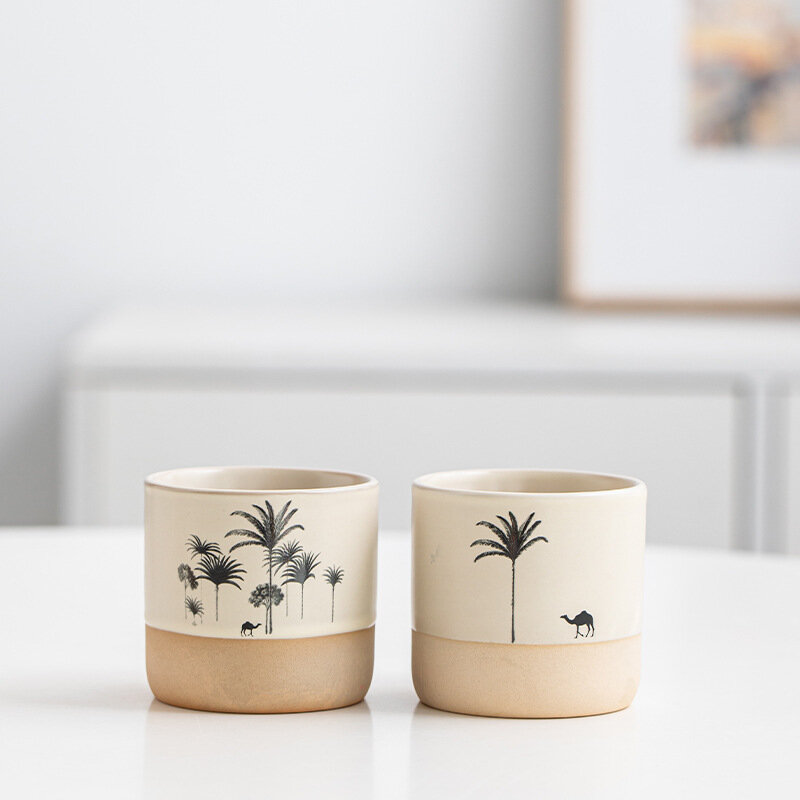 Хит продаж за рубежом: кофейная чашка в тропическом стиле Ближнего Востока, расписанная вручную, с защитой от ожогов, персональная чайная чашка, одиночная чашка в китайском стиле.
