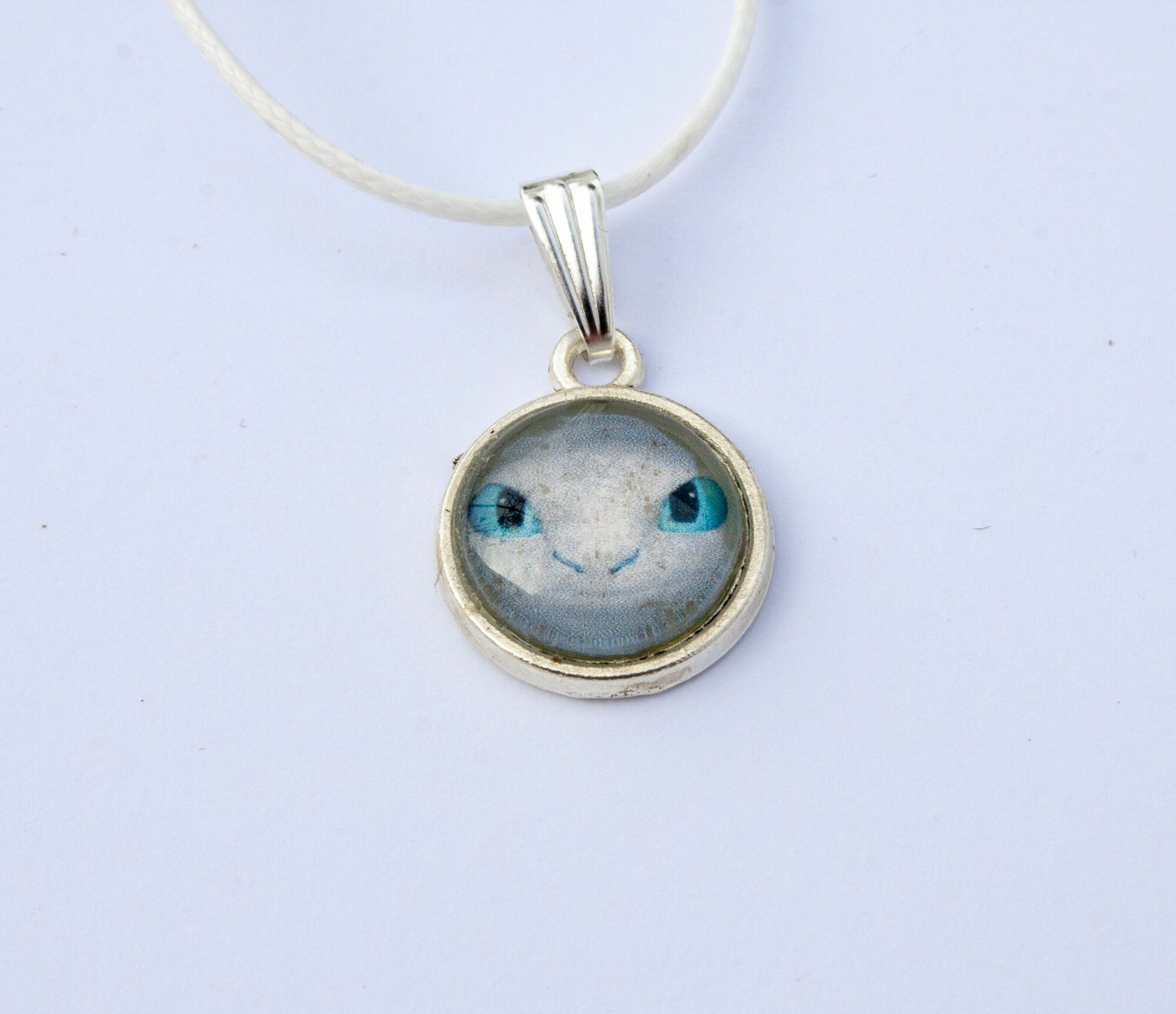 Кулон подвеска круглая "Дракон" 12 мм, Как приручить дракона, белый