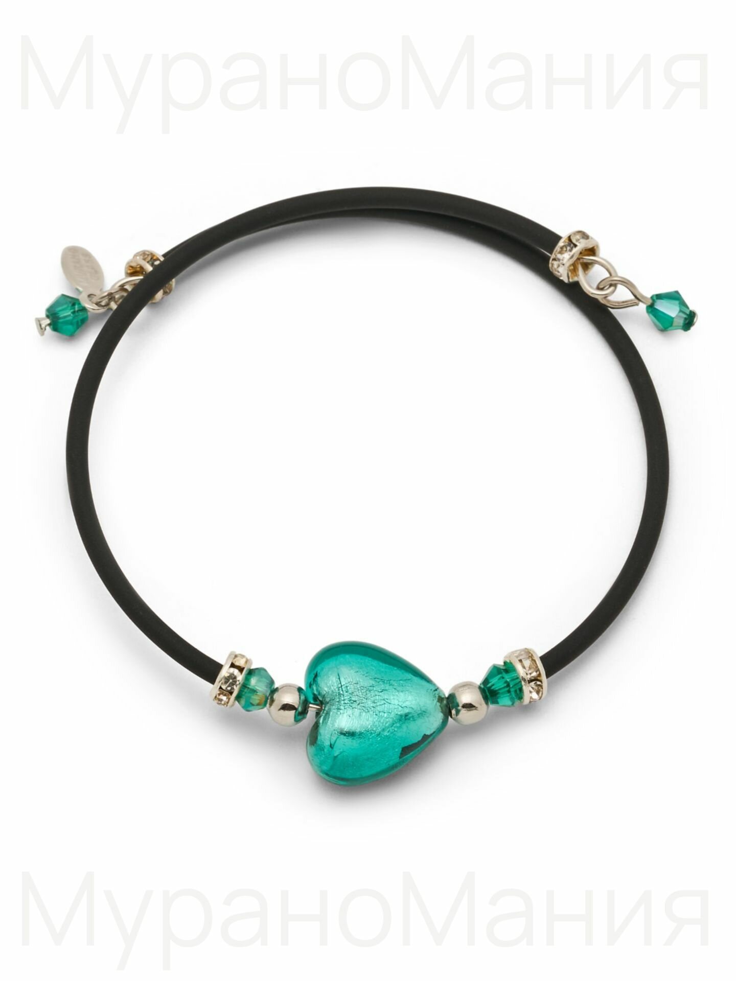 Незамкнутый браслет, муранское стекло, стразы, стекло