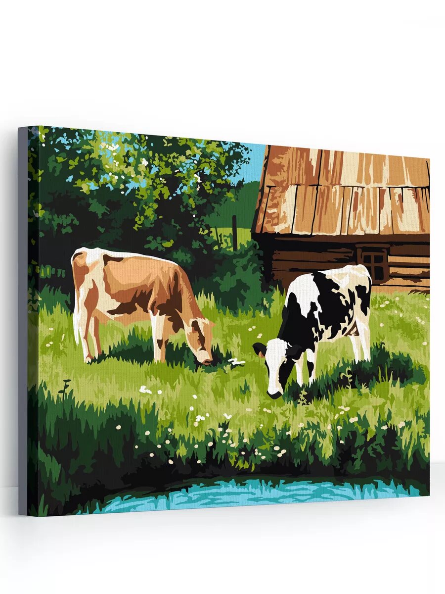 Картина по номерам на холсте с подрамником 40х50 см Деревенский полдень