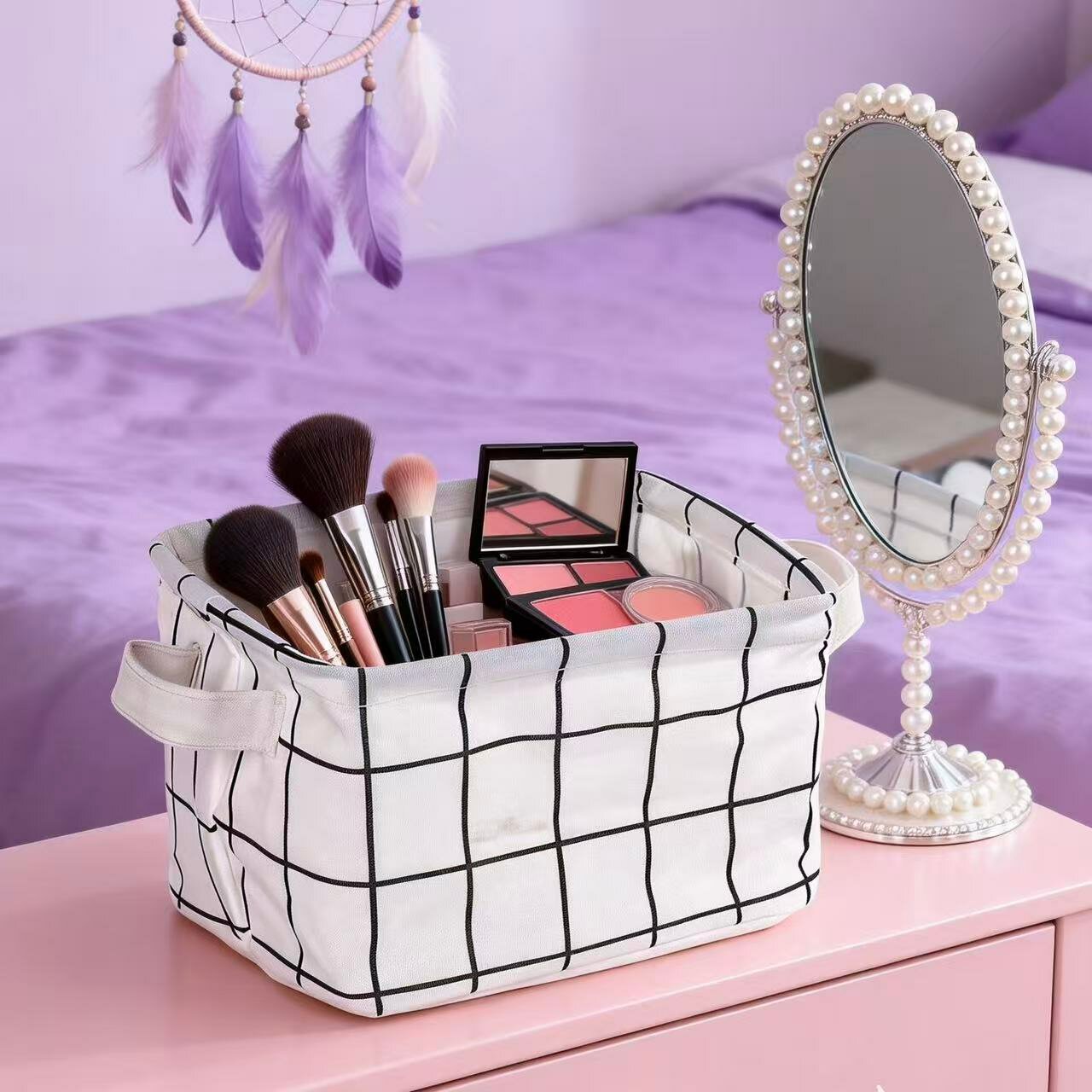 Корзины и коробки для хранения из льна/хлопка в эко-стиле, для стола и порядка в доме