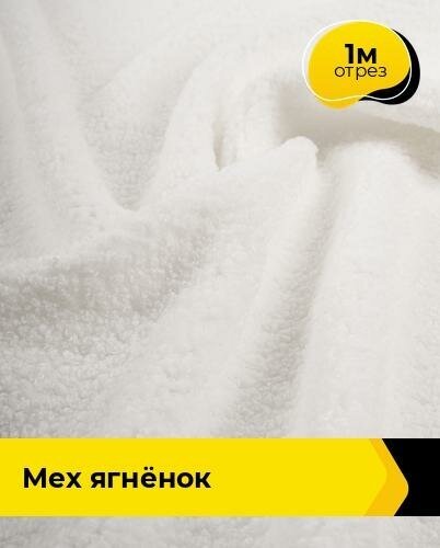 Ткань для шитья и рукоделия Мех "Ягнёнок", отрез 1 м * 170 см, цвет белый