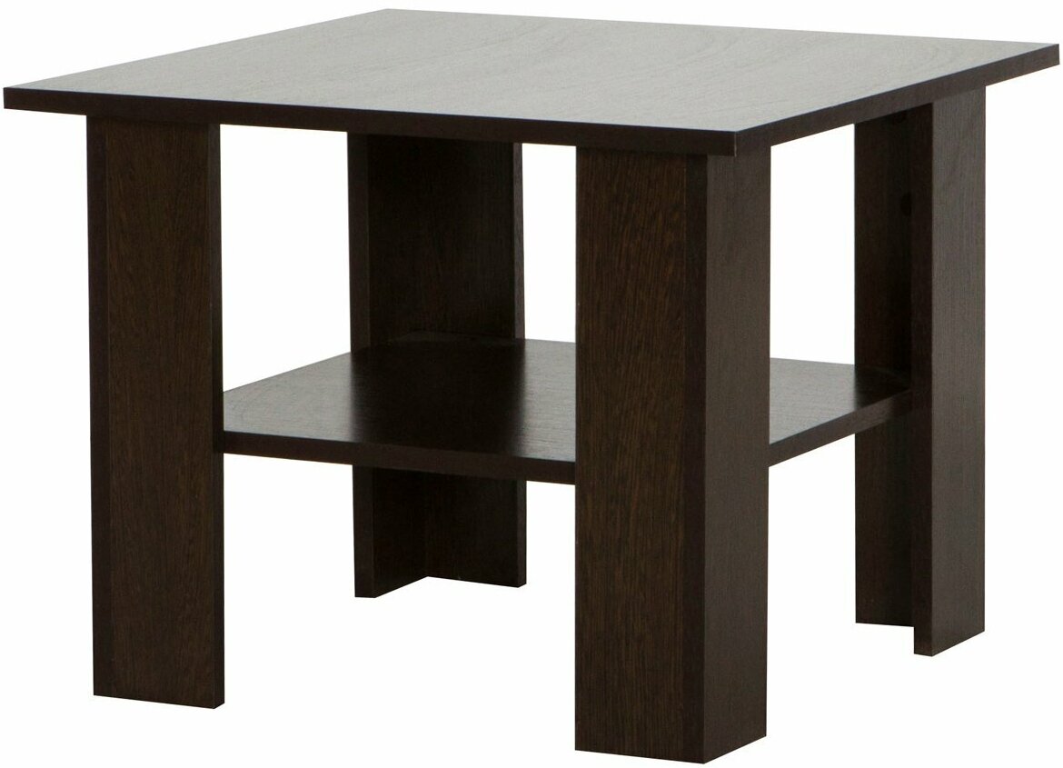 Журнальный стол Hoff Лофт, 55х43,1х55 см, квадратный, с полкой, цвет венге темный