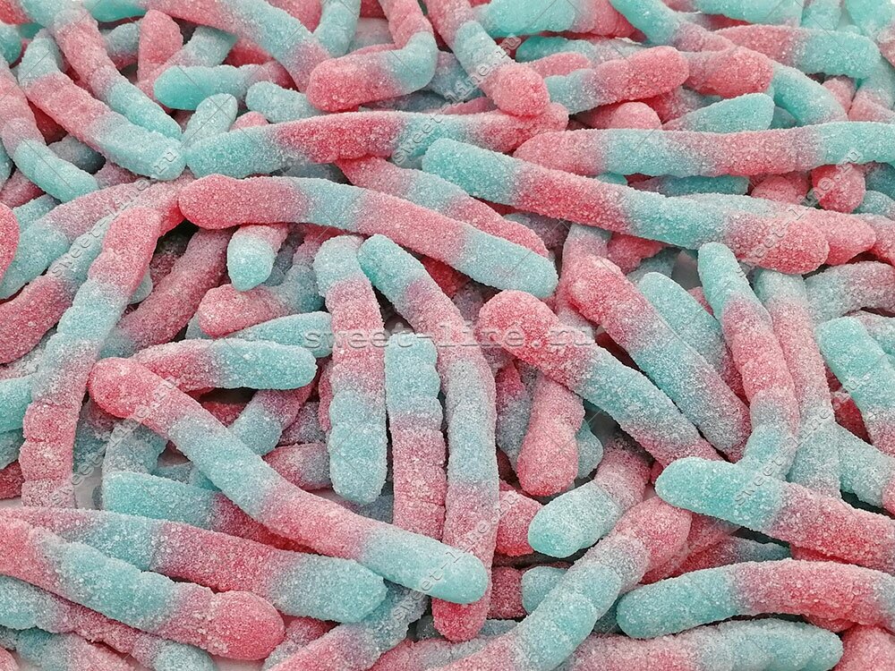 Мармелад жевательный "Червячки экстра кислые со вкусом жевательной резинки" 1кг RAVAZZI/Италия