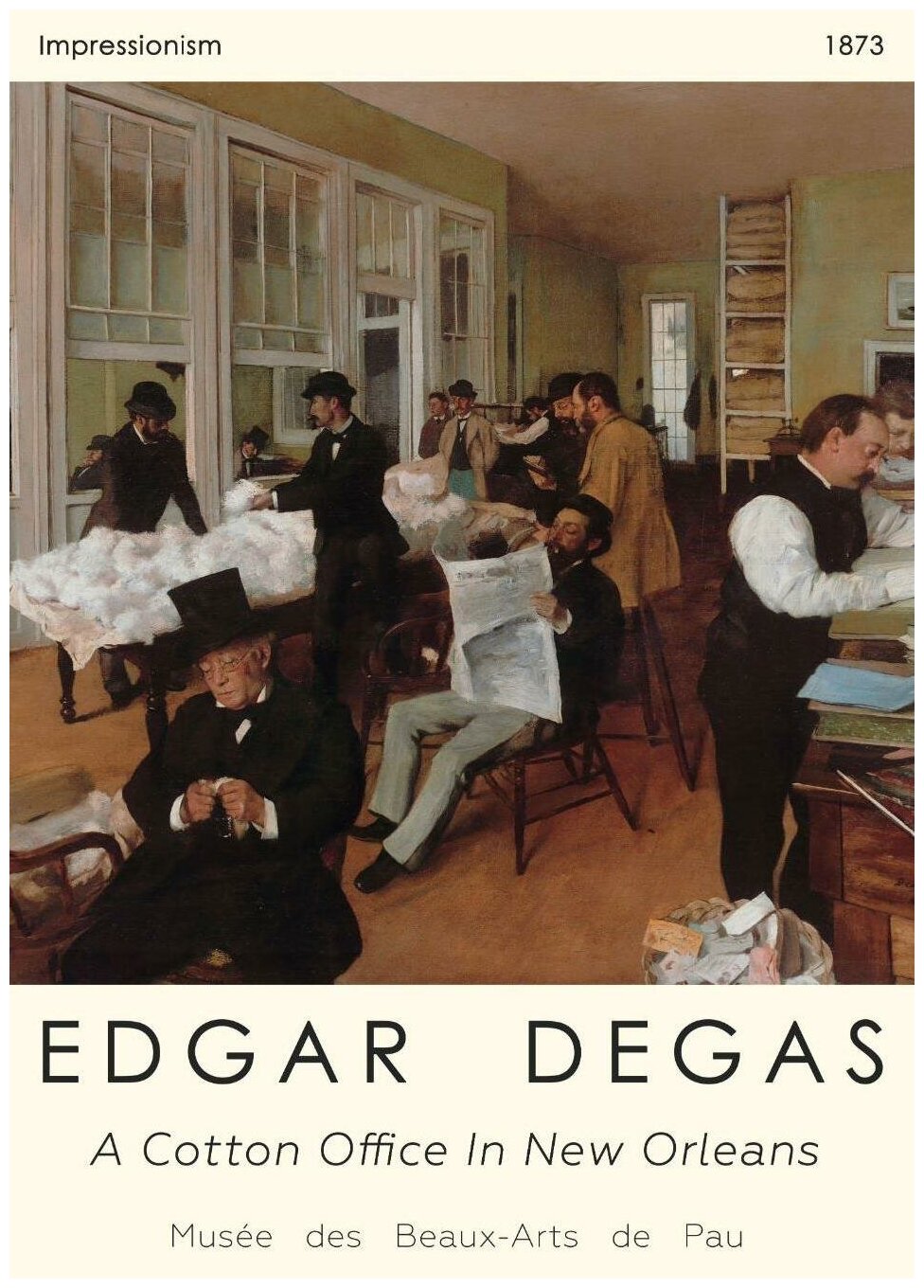 Постер / Плакат / Картина Эдгар Дега - Хлопковая контора 40х50 см в подарочном тубусе