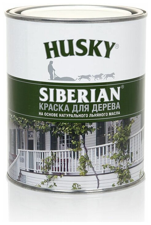 Краска Husky Siberian для дерева белая База А 0,9 л для наружной и внутренней защиты древесины