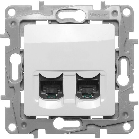 Механизм Etika 672255 компьютерной розетки UTP 2 входа 8 контактов категория 5е с/п белый Legrand (3 шт. в наборе)