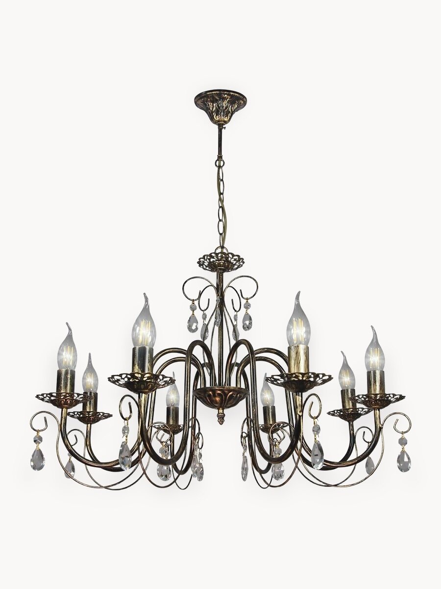 Люстра подвесная 8 ламп свечи большая Аврора хрусталь S1254-8