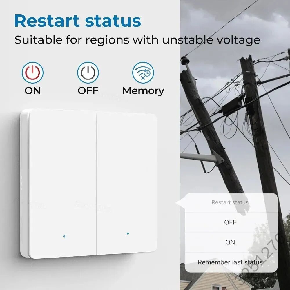 Умный белый выключатель Zigbee, совместимый с Google Assistant, Amazon Alexa и Smart Life — фото 1