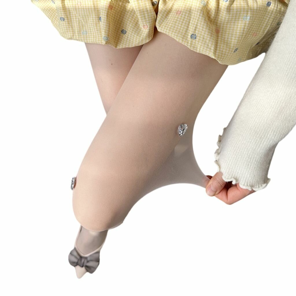 Объемные чулки со стразами love str-молочно-белые