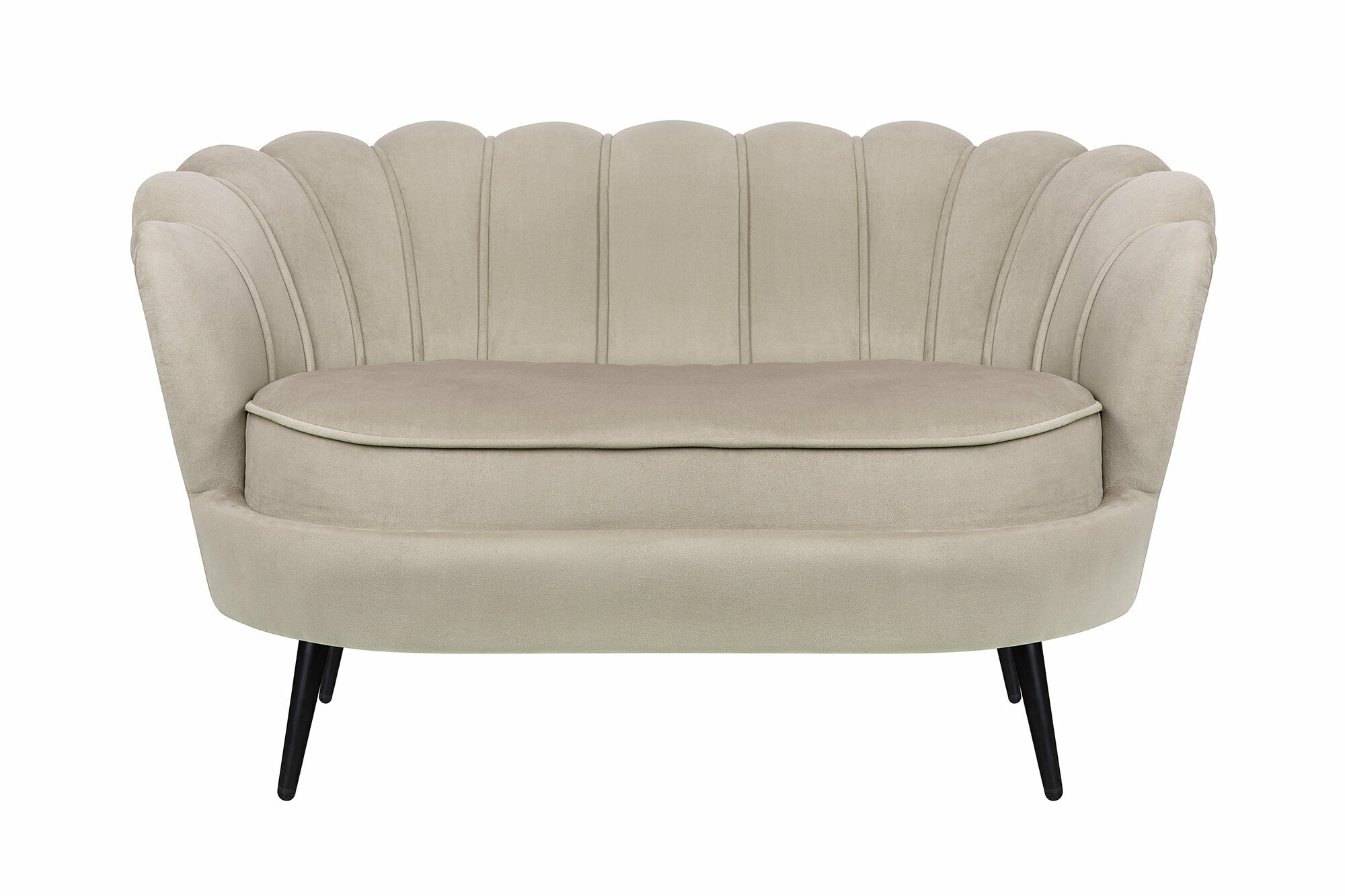 Прямой дизайнерский диван ракушка, Pearl double taupe, светло-коричневый с черными ножками