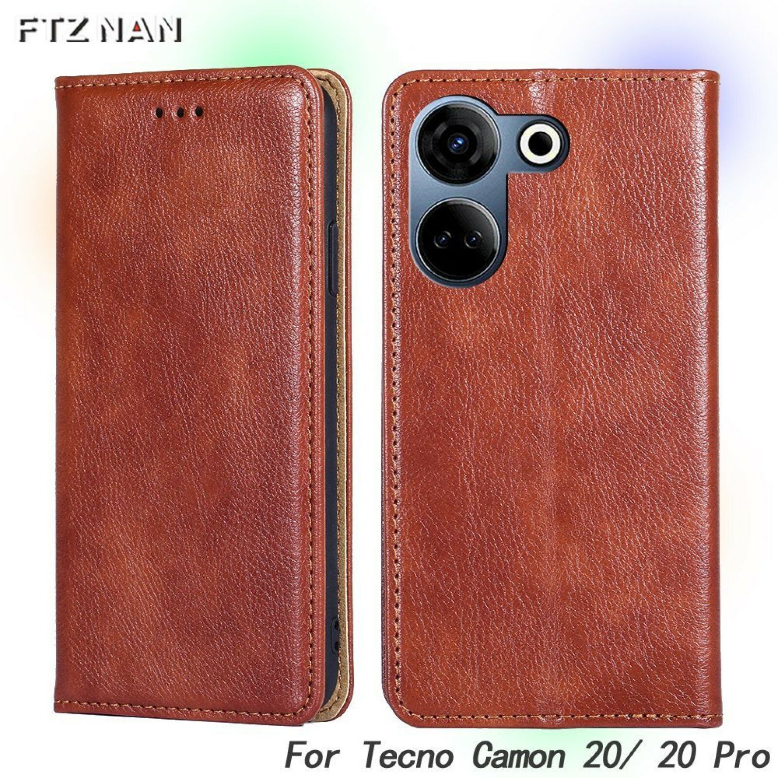 Чехол-книжка MyPads для Tecno Camon 20 и 20 Pro из искусственной кожи коричневый