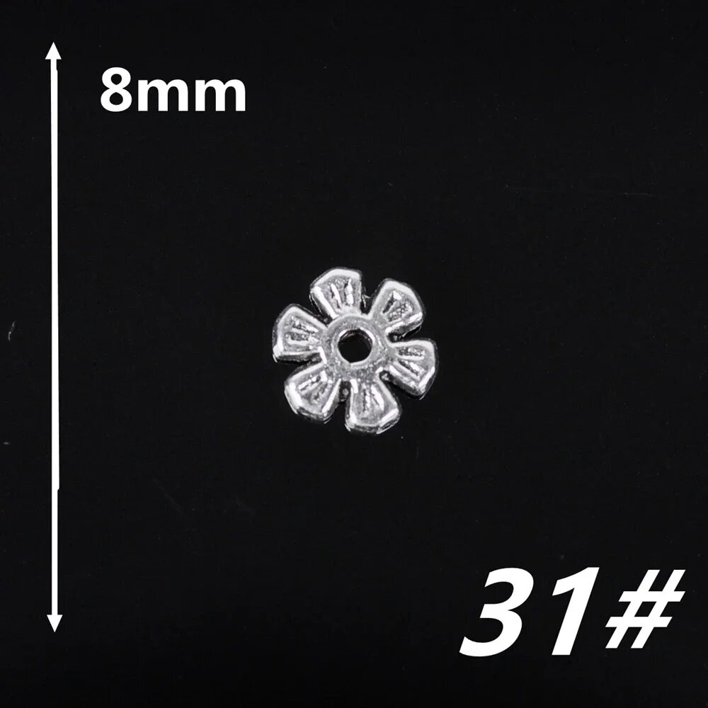 Цветочные бусины металлические 31# Tibetan Silver 8мм