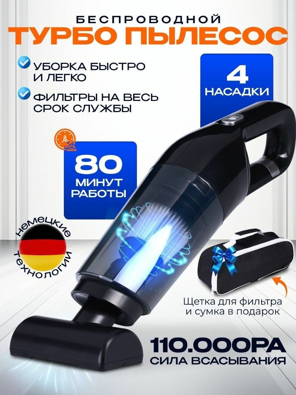 Пылесос для автомобиля / Автомобильный пылесос беспроводной мощный 5 в 1