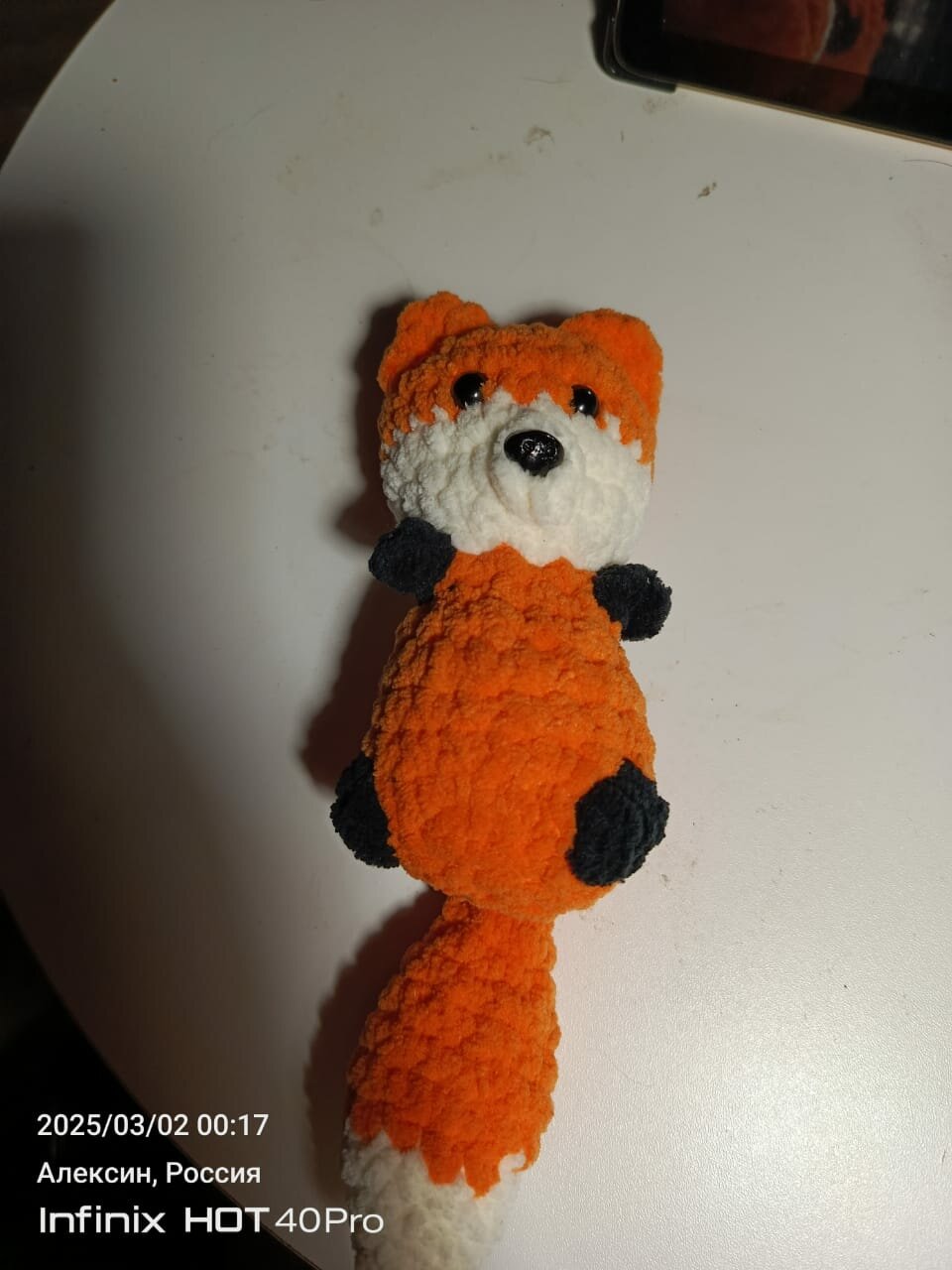 Игрушка мягкая "Лиса", ручной работы, вязанная, плюш, брелок