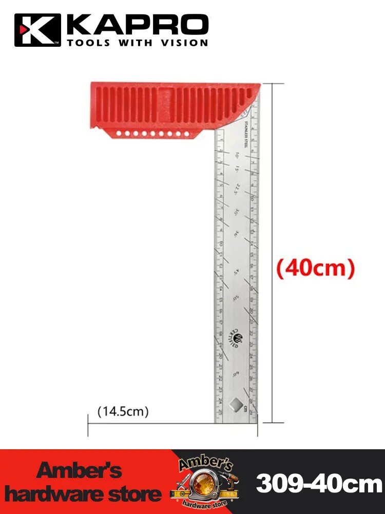 Линейка/угольник строительный KAPRO 309-40cm Металл 400мм x 150мм для разметки