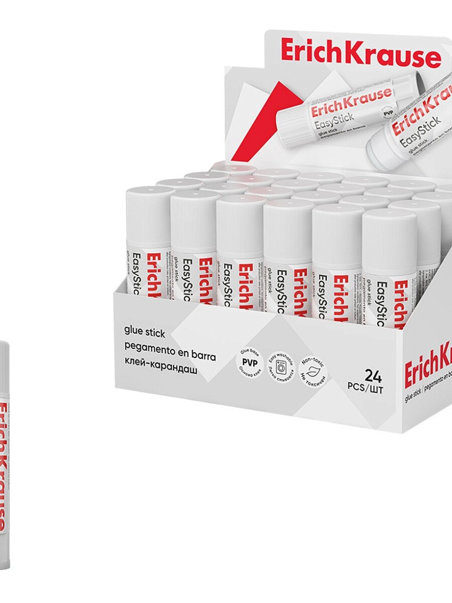 Клей-карандаш, ErichKrause EasyStick, PVP, быстрое склеивание, 13 г
