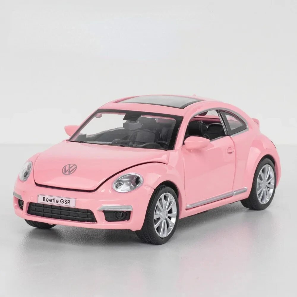 Розовая металлическая модель Volkswagen Beetle GSR 1:32