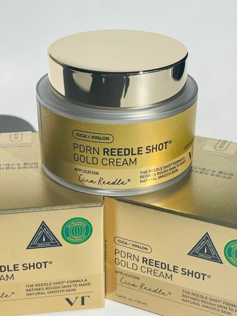 Омолаживающий крем с микроиглами, золотом и пдрн VT Cosmetics PDRN Reedle Shot Gold Cream, 50 ml