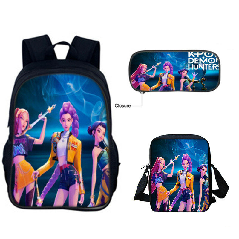 Hunterxhunter kpop school collection backpack set with cartoon graphics for middle and high school white