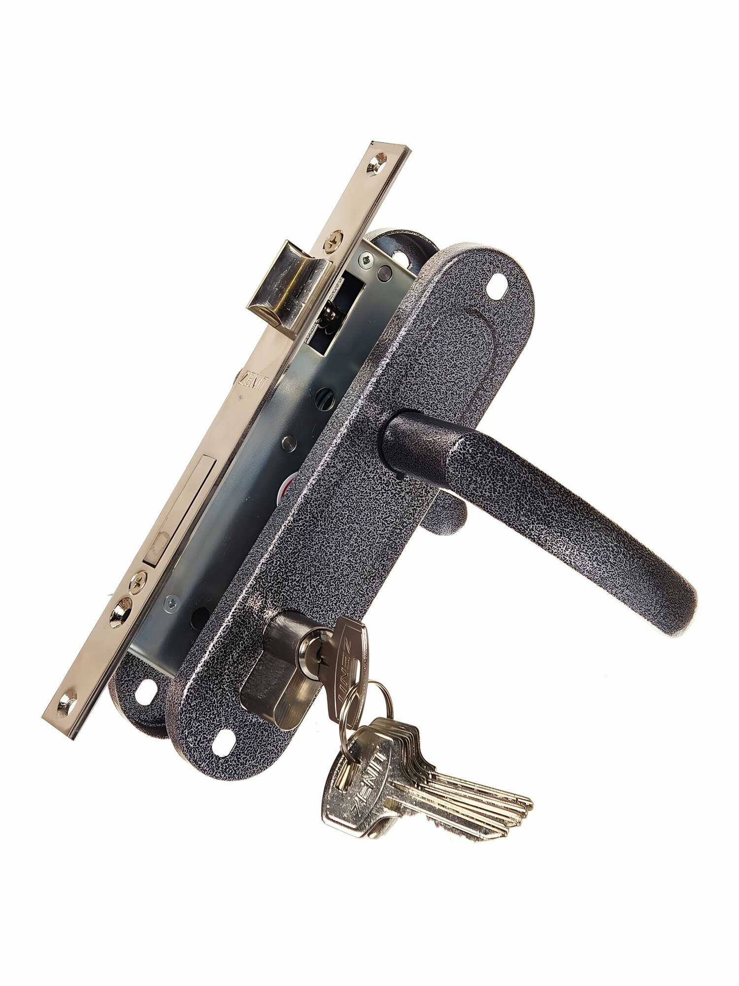 Замок врезной Зенит, ЗВ7-70.4-02, БП-00011070, ручка в комплекте, цилиндровый, серебряный