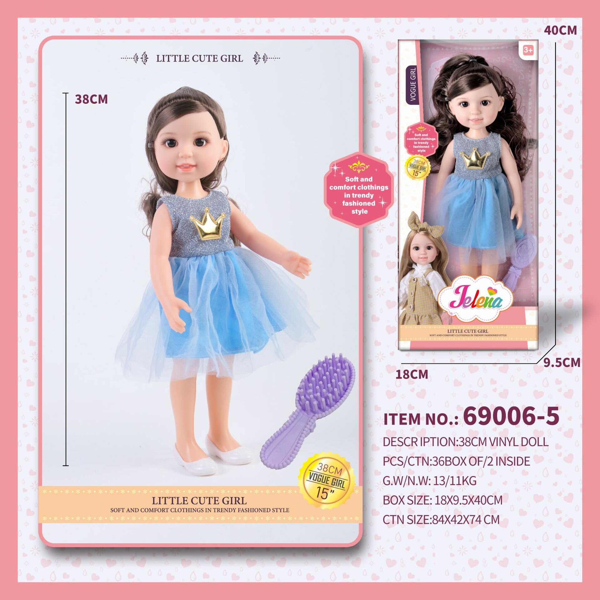 15-дюймовая модная кукла Елена в подарок Juguete Игрушка
