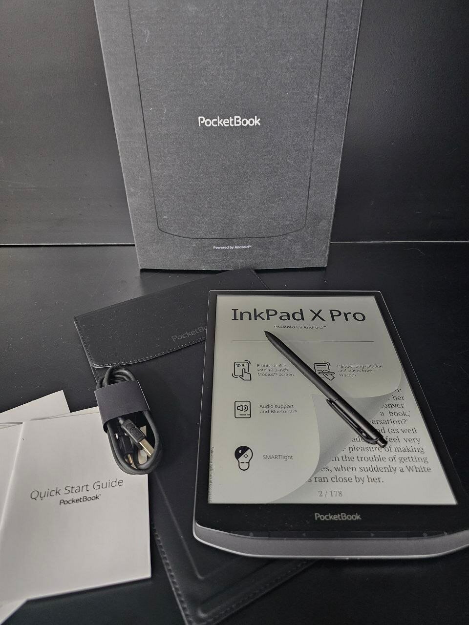 Уценка Витринный образец Электронная книга PocketBook InkPad X Pro Mist Grey, Android 8.1, стилус и чехол в комплекте (PB1040D-M-WW)