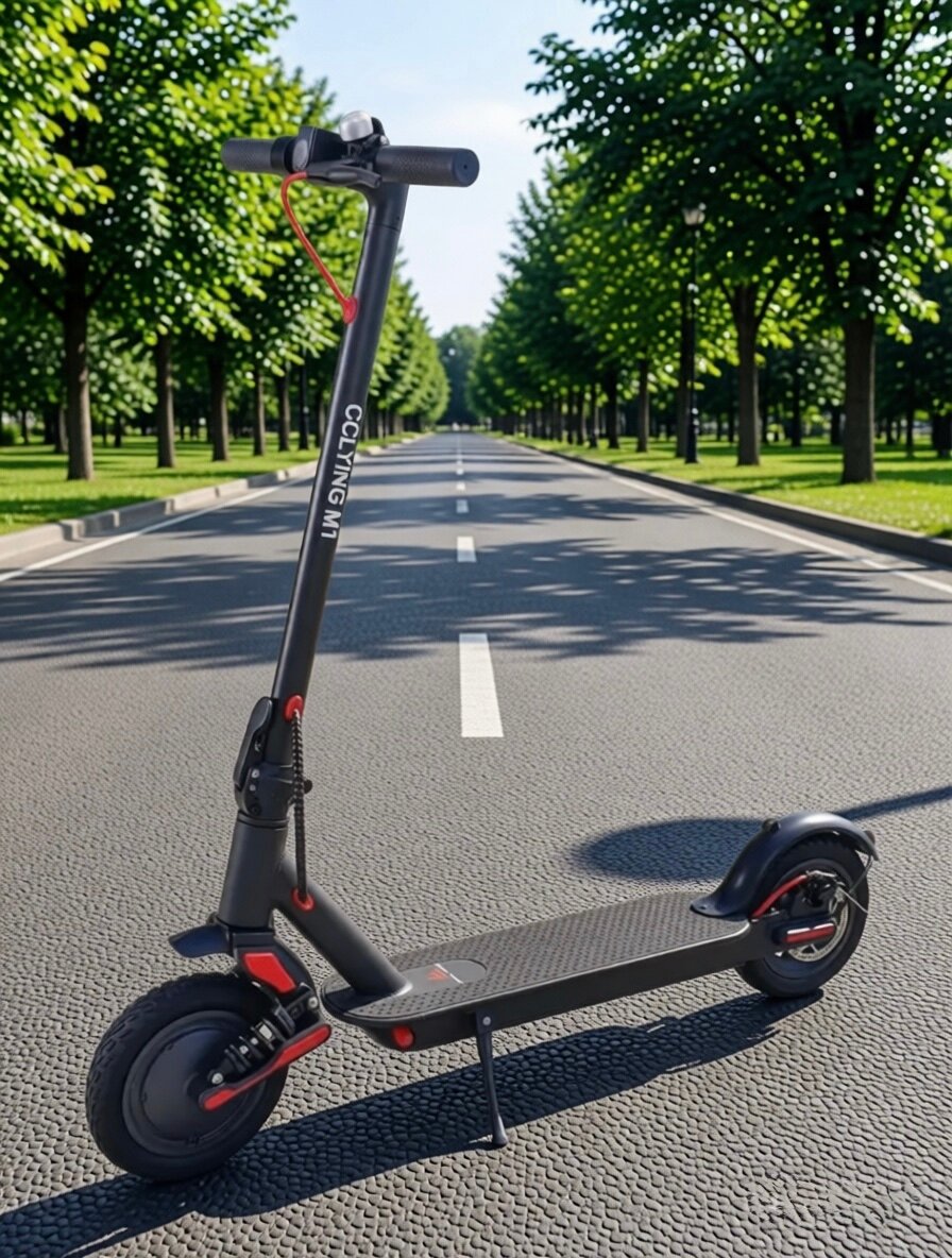 Электросамокат городской CCL YING M1, максимальная нагрузка 120кг, до 30км/ч передний подвесной амортизатором