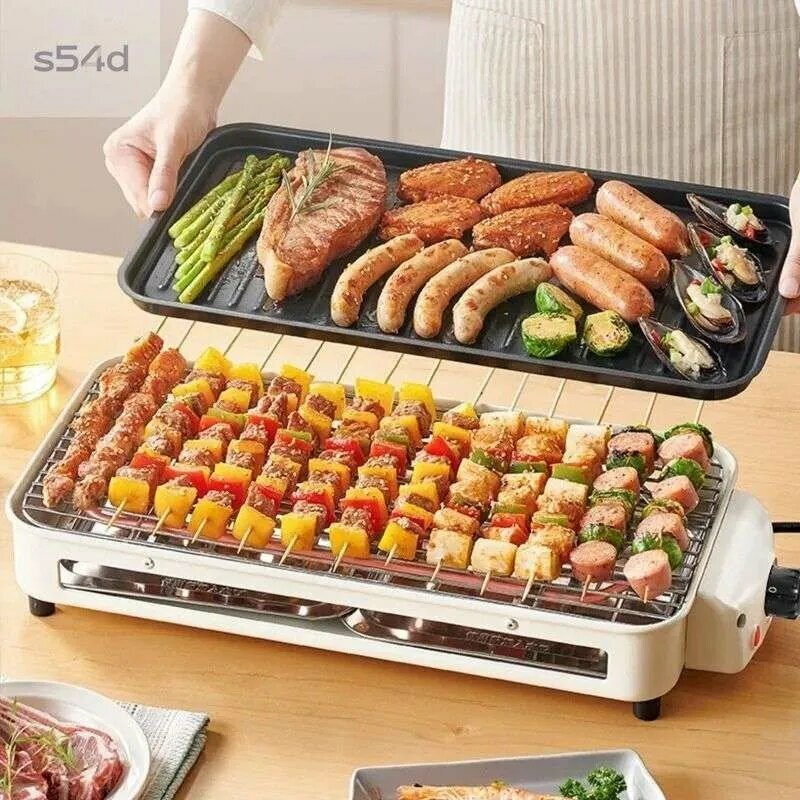 Электрический гриль для барбекю, бездымный бытовой, электрическая сковорода для гриля на открытом воздухе