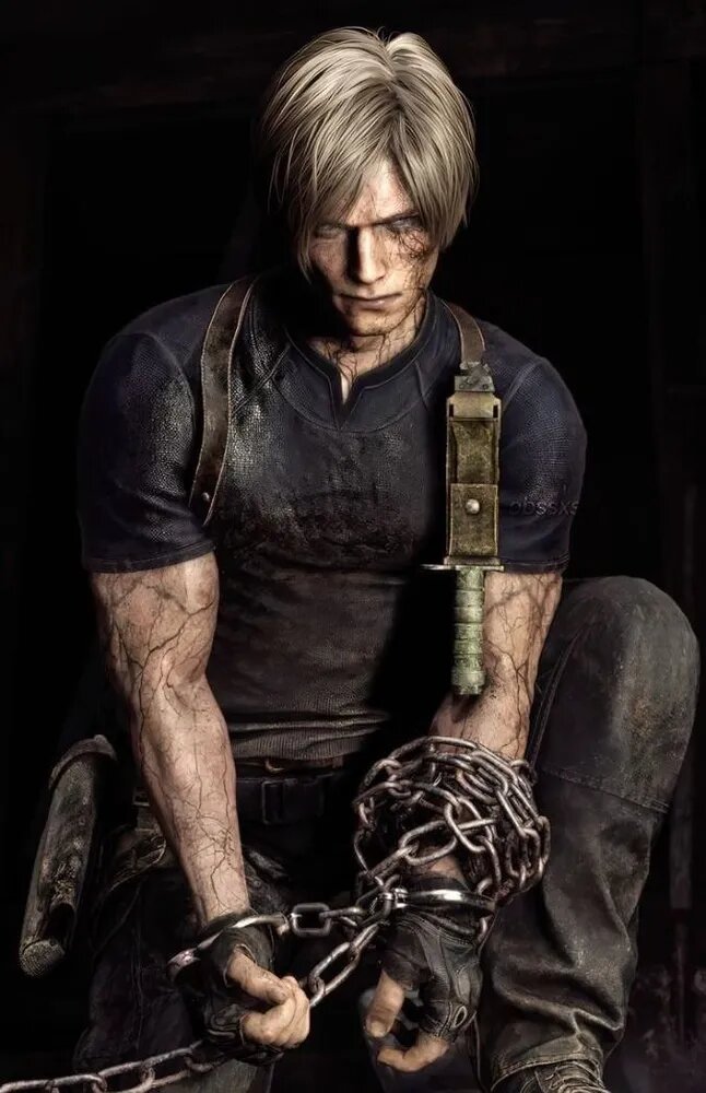 Алмазная Картина "Игра Resident Evil Леон Кеннеди" 5D Круглый Бриллиант 30х40 См