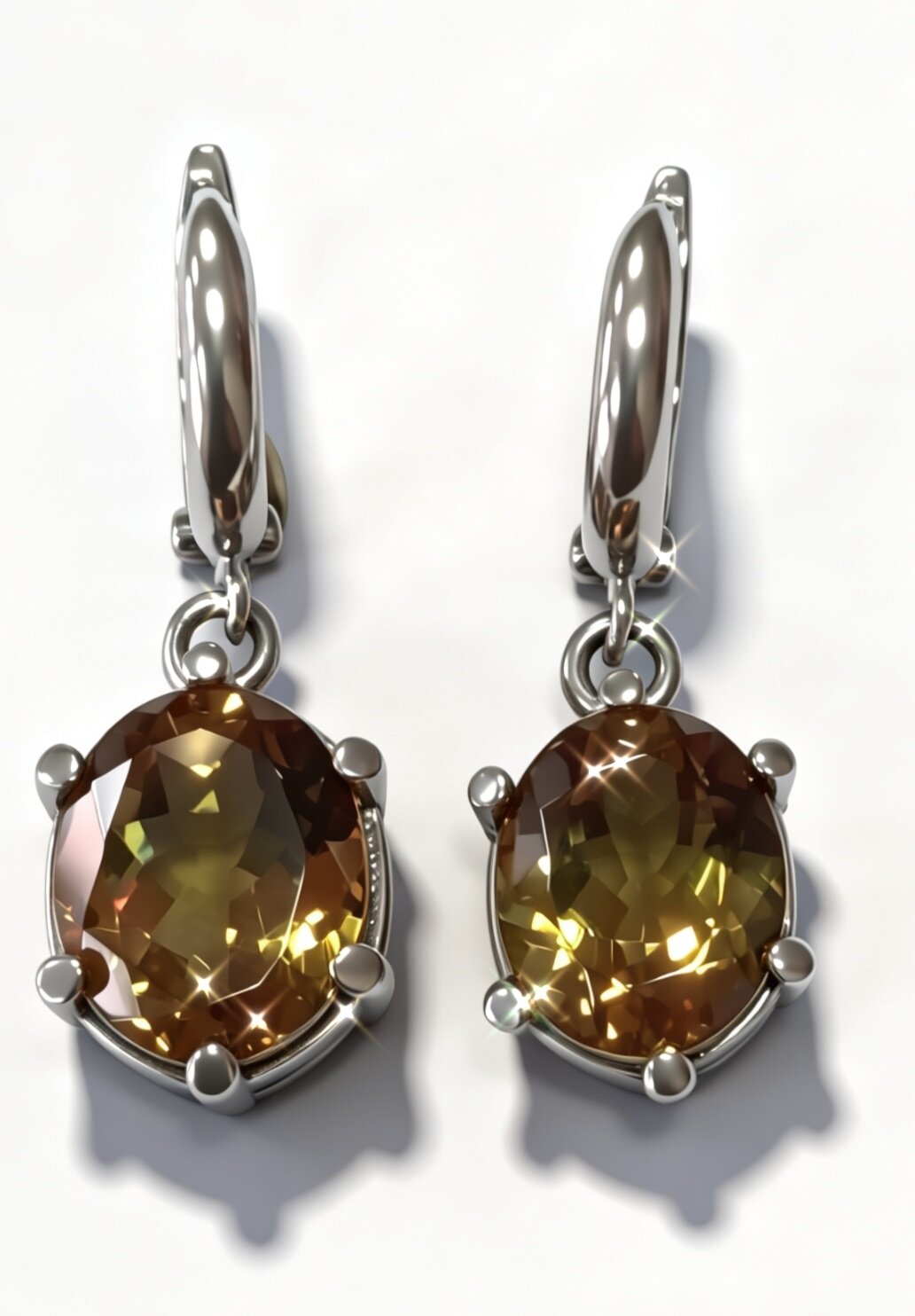 Серьги с подвесками, серебро, 925 проба, родирование, султанит
