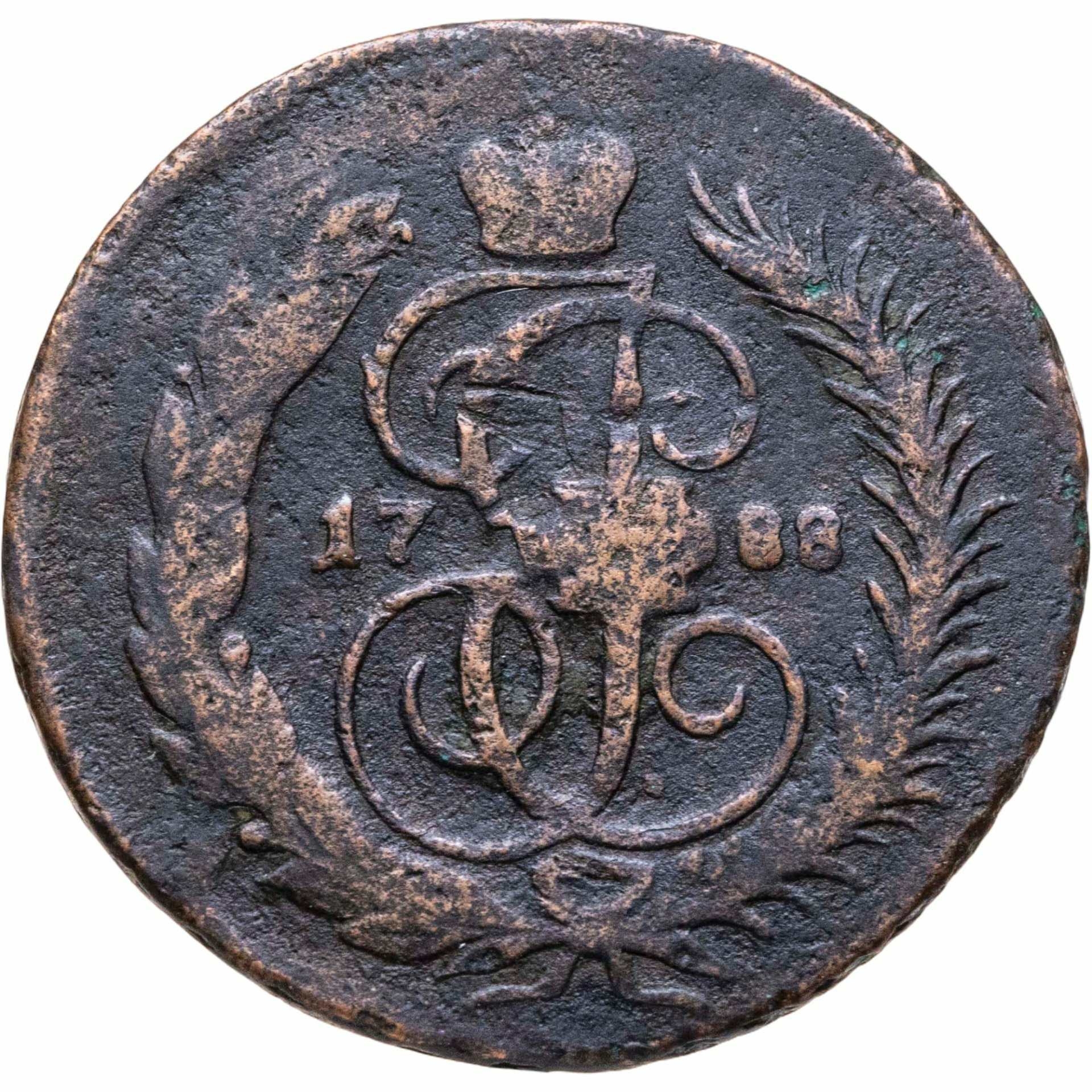2 копейки 1788 ММ гурт сетчатый, Медь, в сохранности VF