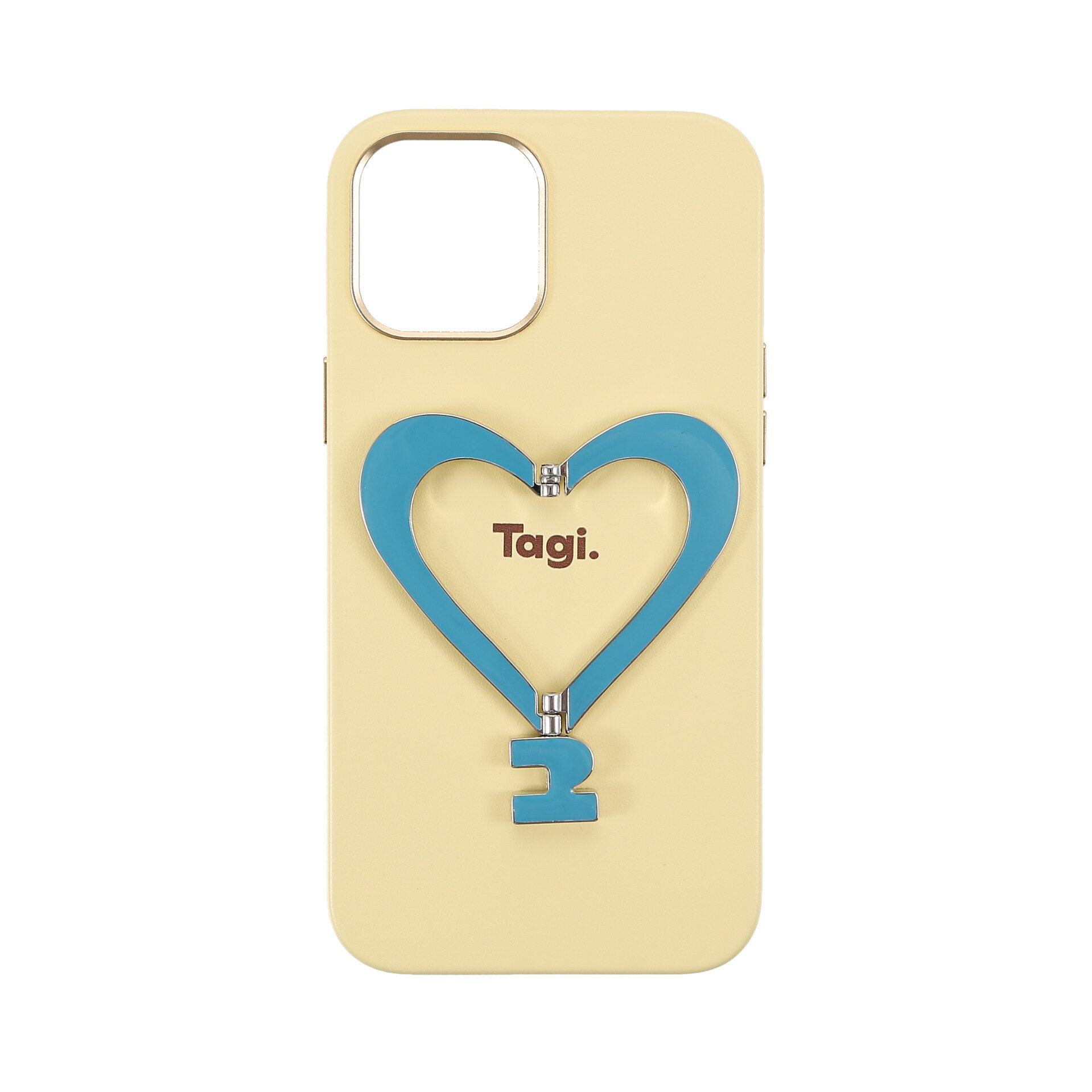 Tagi. «Сделает тебя счастливым» — кожаный чехол для iPhone 17 Pro Max с металлической подставкой в форме сердечка, устойчивый к отпечаткам пальцев.