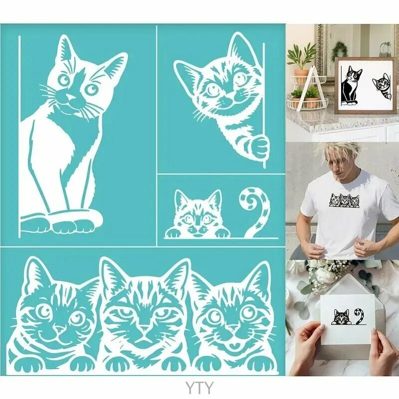 Трафареты для шелкографии Без бренда "Кошка", 2 шт, 22x28 см