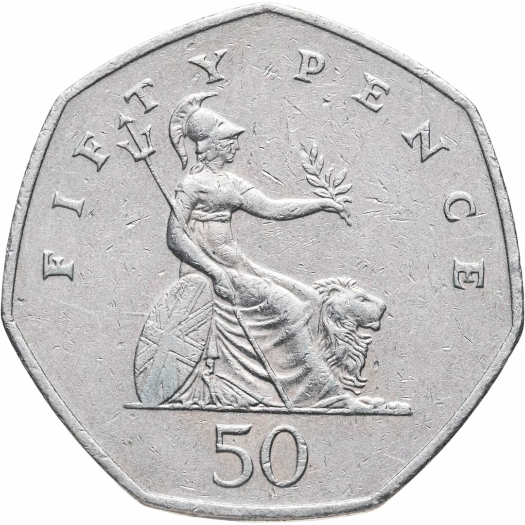Великобритания 50 пенсов pence 1997, Мельхиор медь-никель, в сохранности VF-XF