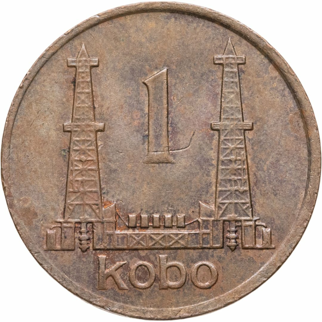 Нигерия 1 кобо kobo 1974, Бронза, в сохранности XF-AU