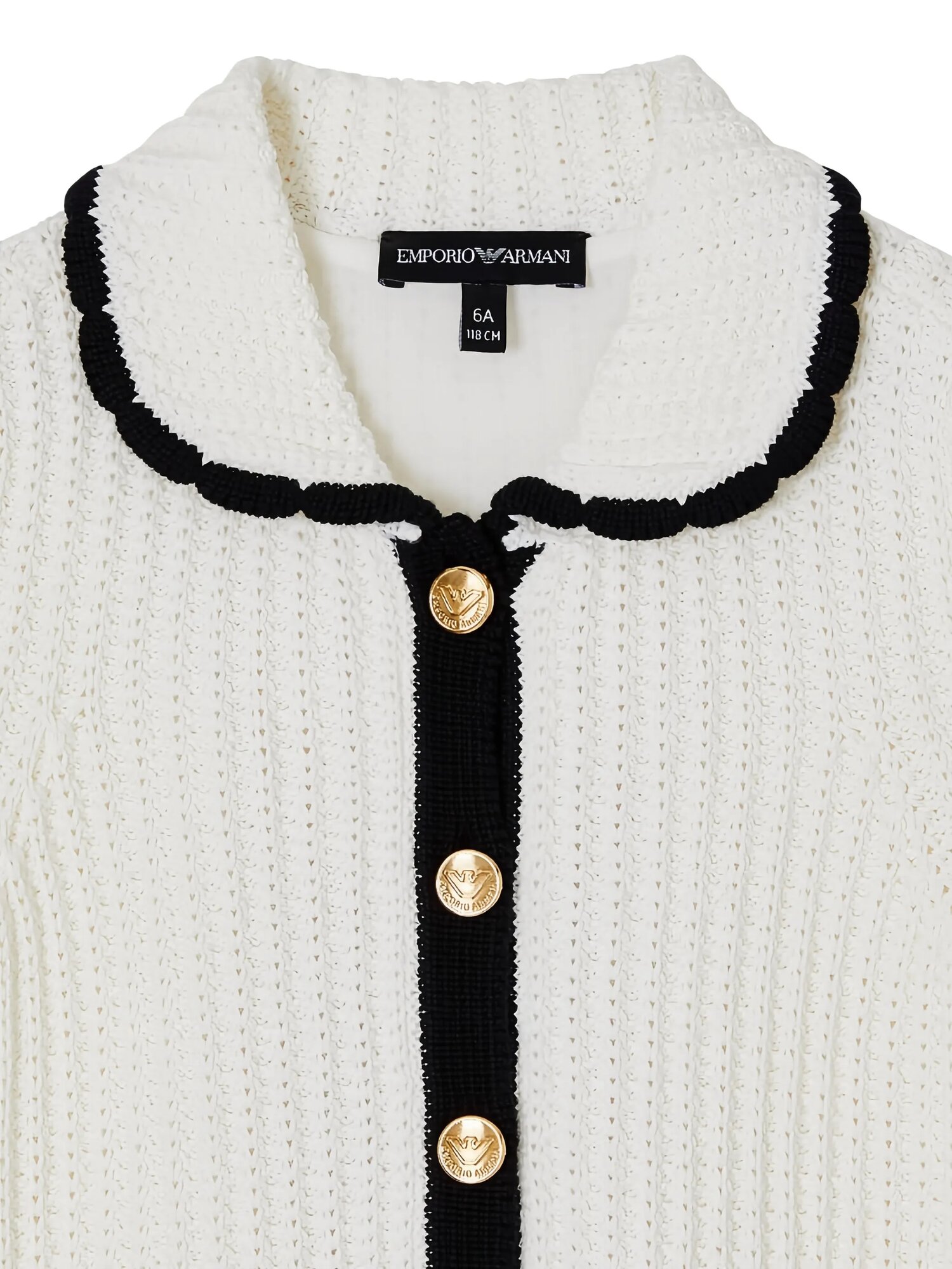Платье EMPORIO ARMANI Button collared dress, размер 10 лет, бежевый/белый — фото 1