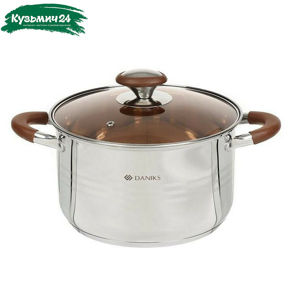 Кастрюля Daniks Веллингтон GS-01415-22СА, 5 л, нержавеющая сталь, индукция