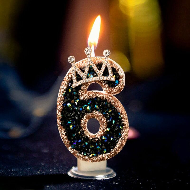 Свечи для торта цифра 6, 7.5 см, 1 шт