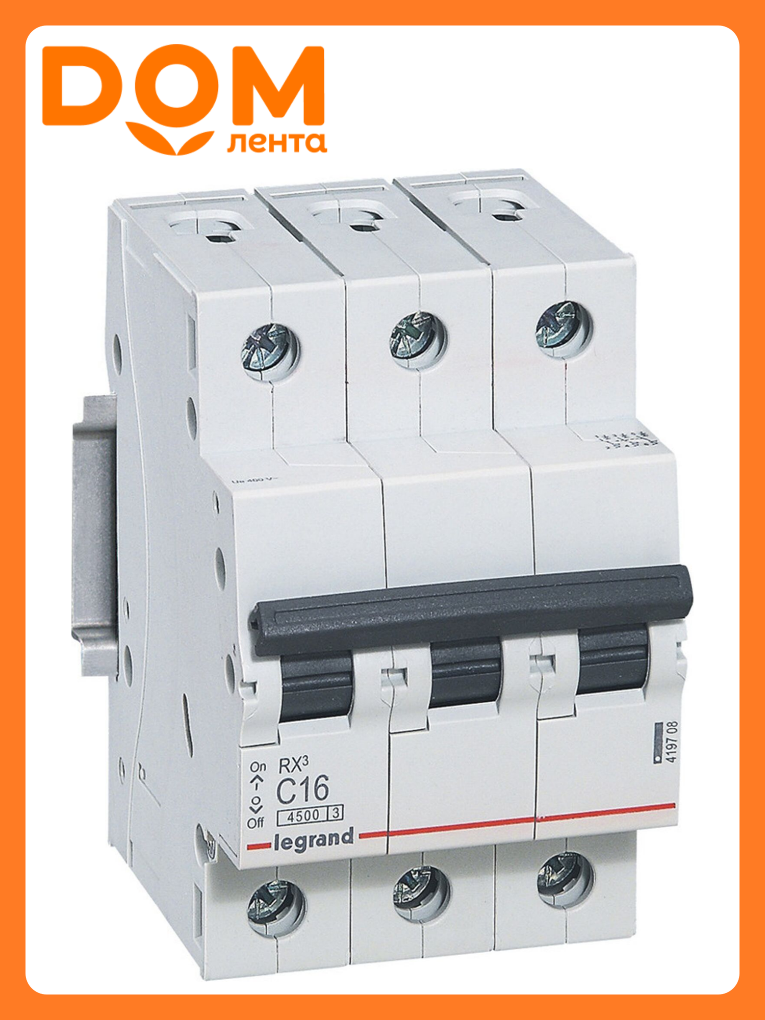 Автоматический выключатель Legrand RX3, 3P, 16A, 4.5kA, серый