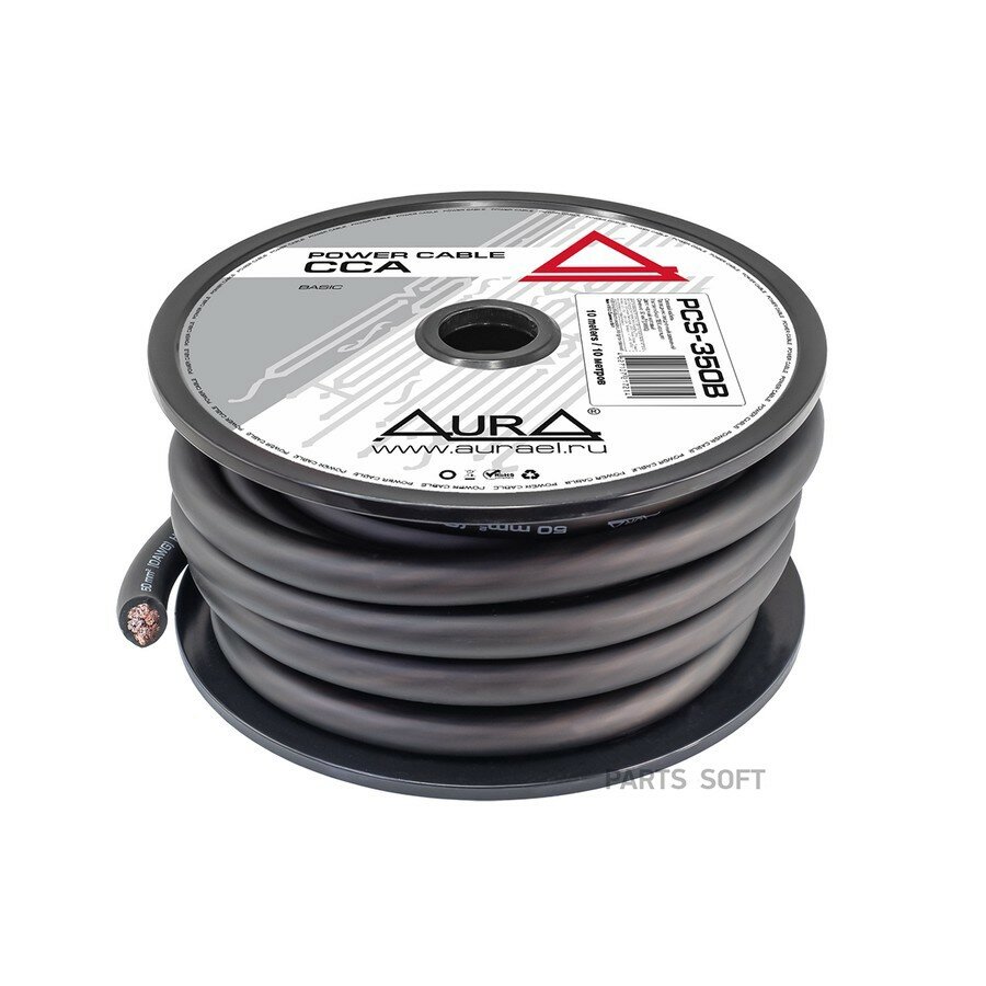 Кабель силовой, 0AWG50ММ2, 10МКАТУШКА, черный от официального дистрибьютора, AURA, артикул PCS350B