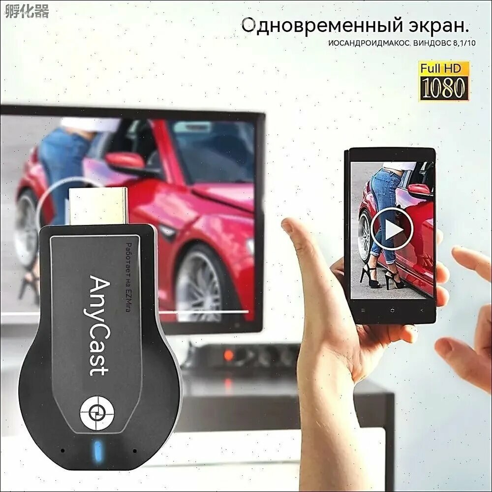 Беспроводной HDMI адаптер с dual-band 2.4G/5G, совместим с телефонами планшетами и ПК стабильная передача